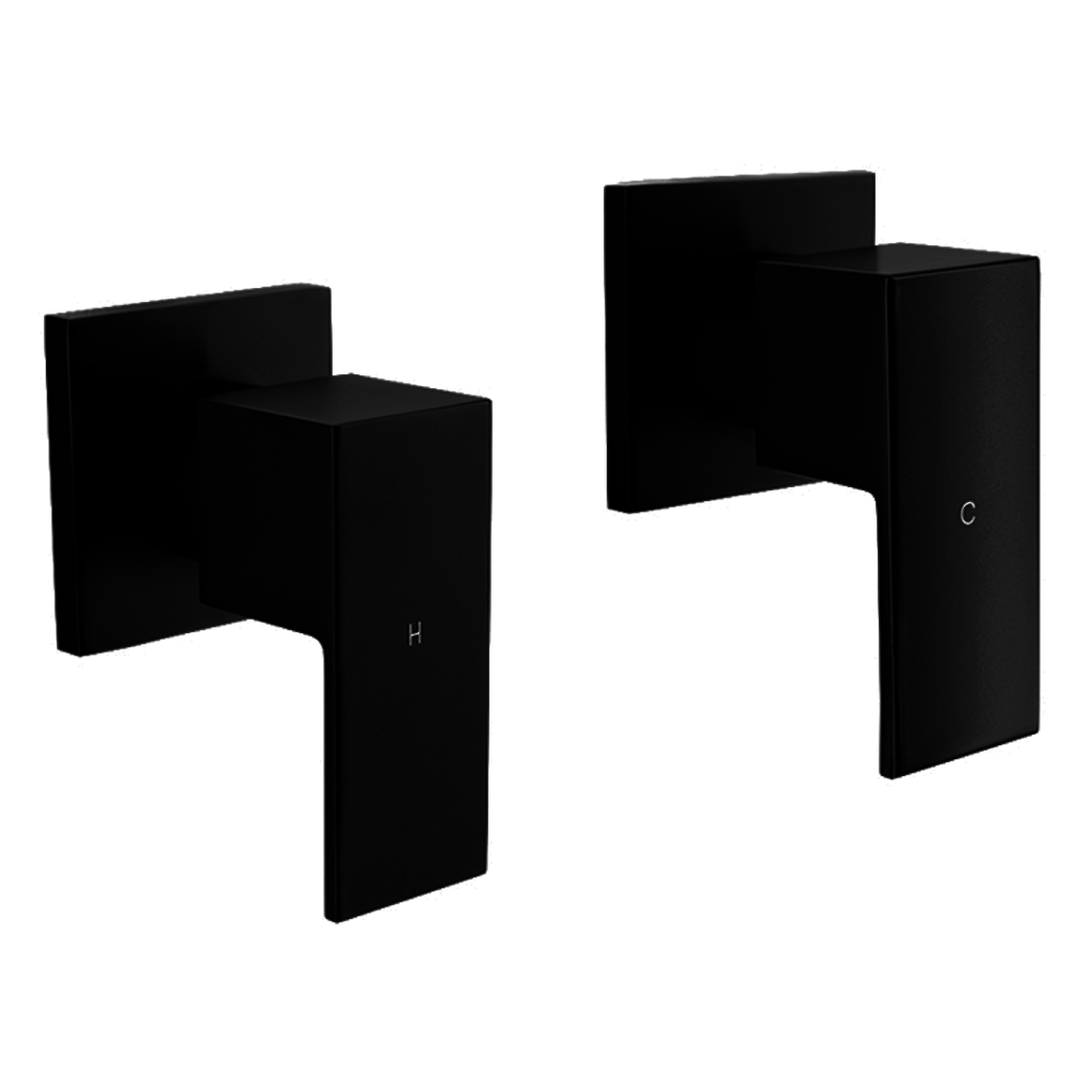 Bloc Matte Black Square 1/4 Turn Wall/Shower Tap – Faucet Bathroom