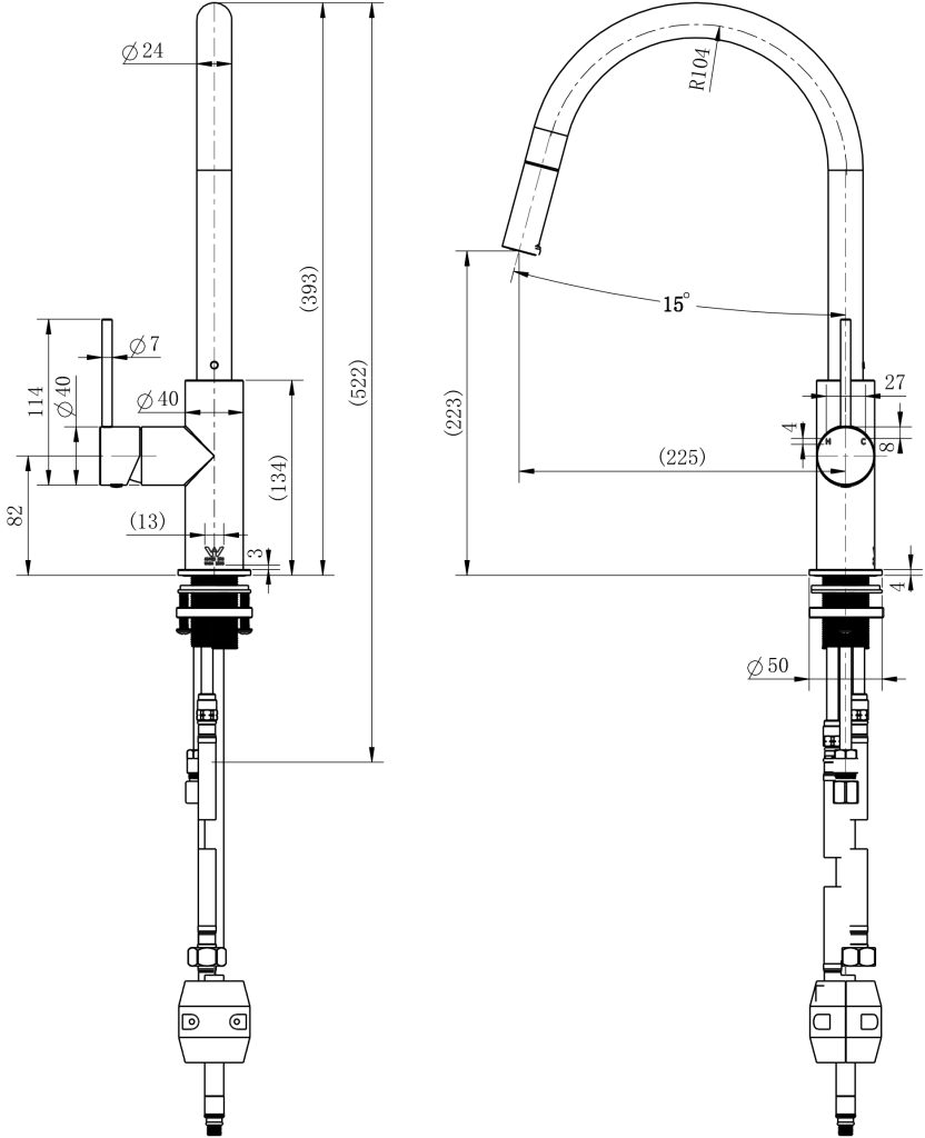Knurled Tactile Minimal Brushed Gold Pull out Sink Mixer – Faucet Bathroom
